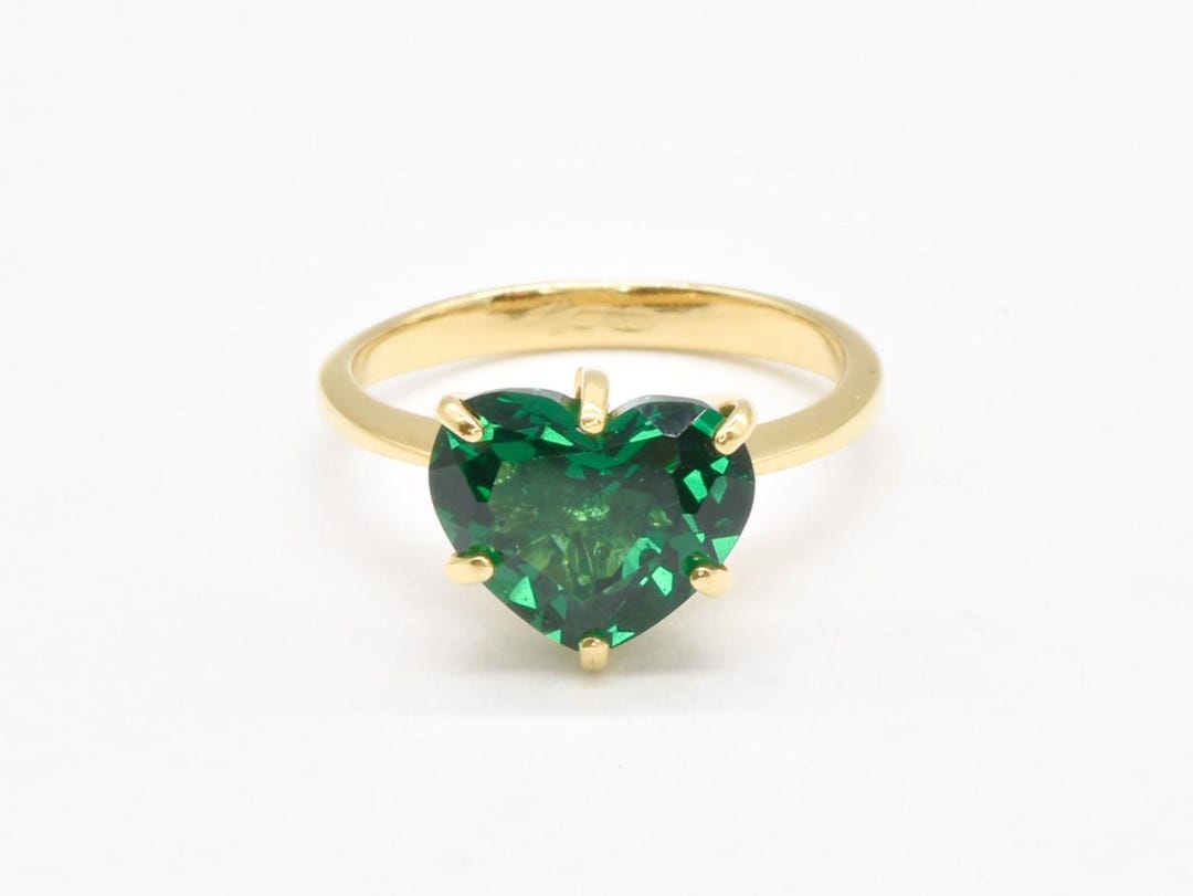Emerald Heart Ring, Created Emerald, Green Heart Ring, Emerald Love ...