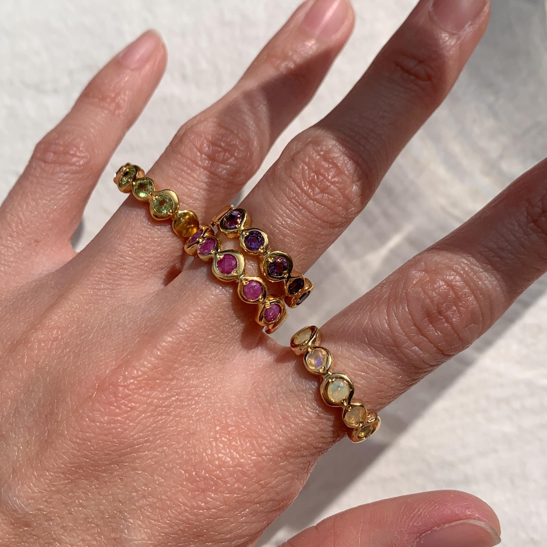 Birthstone Bubble Band, Personalised Half Eternity Band, Anniversary ...