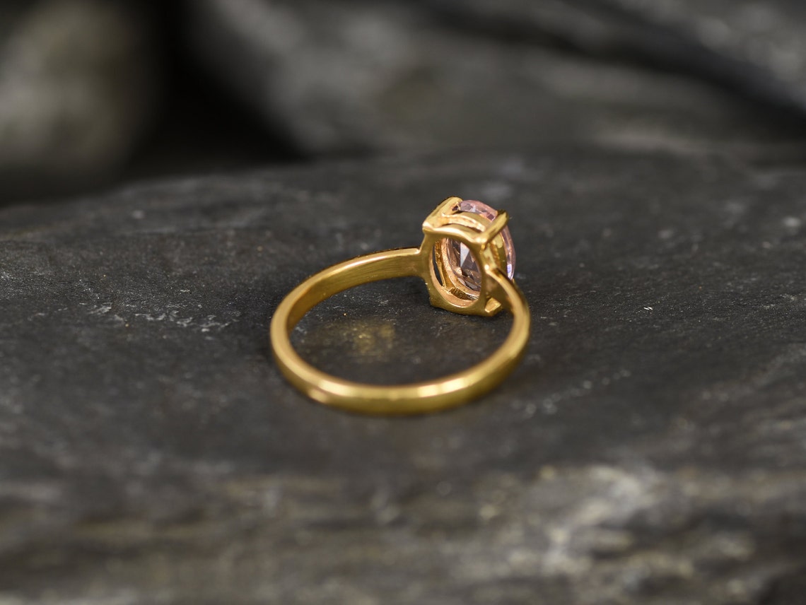 Gold Morganite Ring Created Morganite Solitaire Ring | Etsy