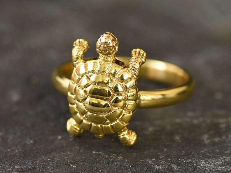 Gold Turtle Ring Cute Animal Ring Original Gold Ring - Etsy