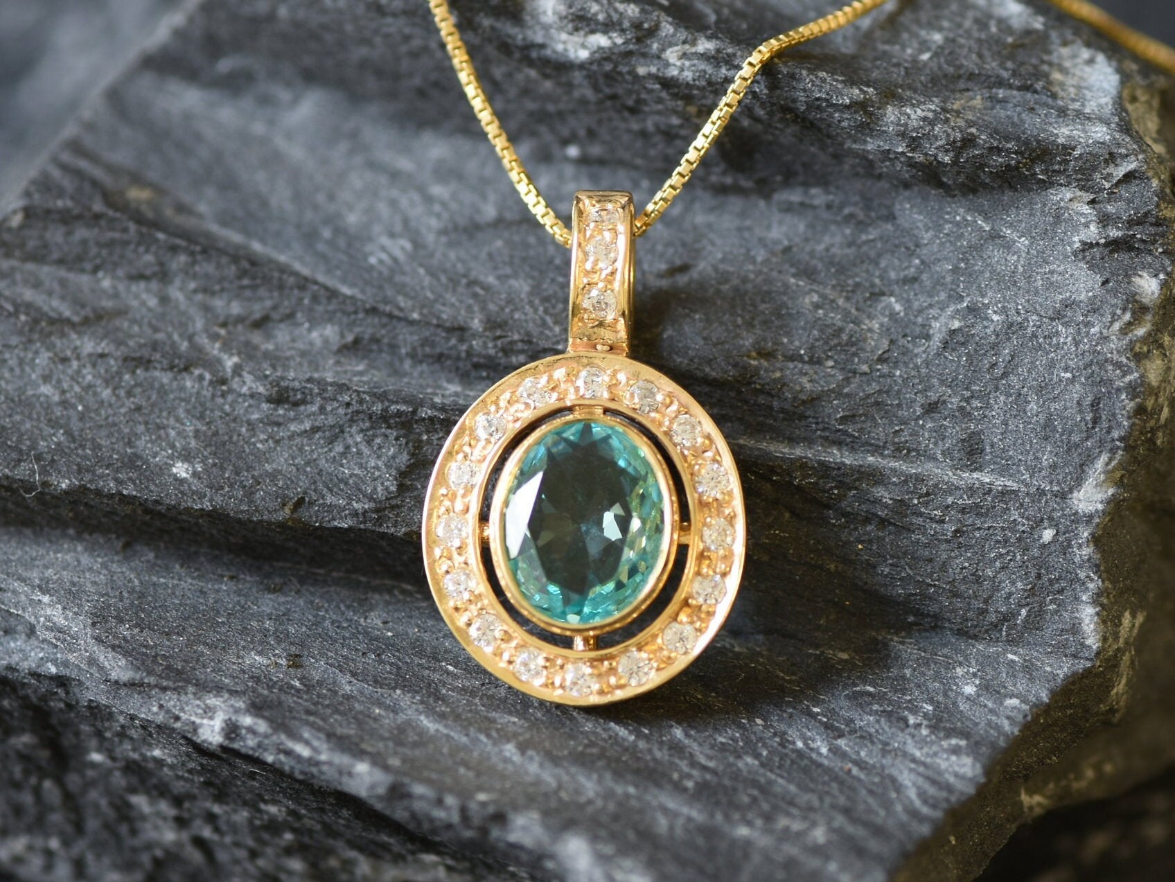 Gold Aqua Pendant Created Aquamarine Victorian Pendant Gold | Etsy