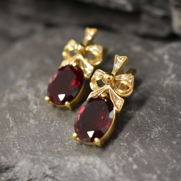 Gold Ruby Earrings - Etsy