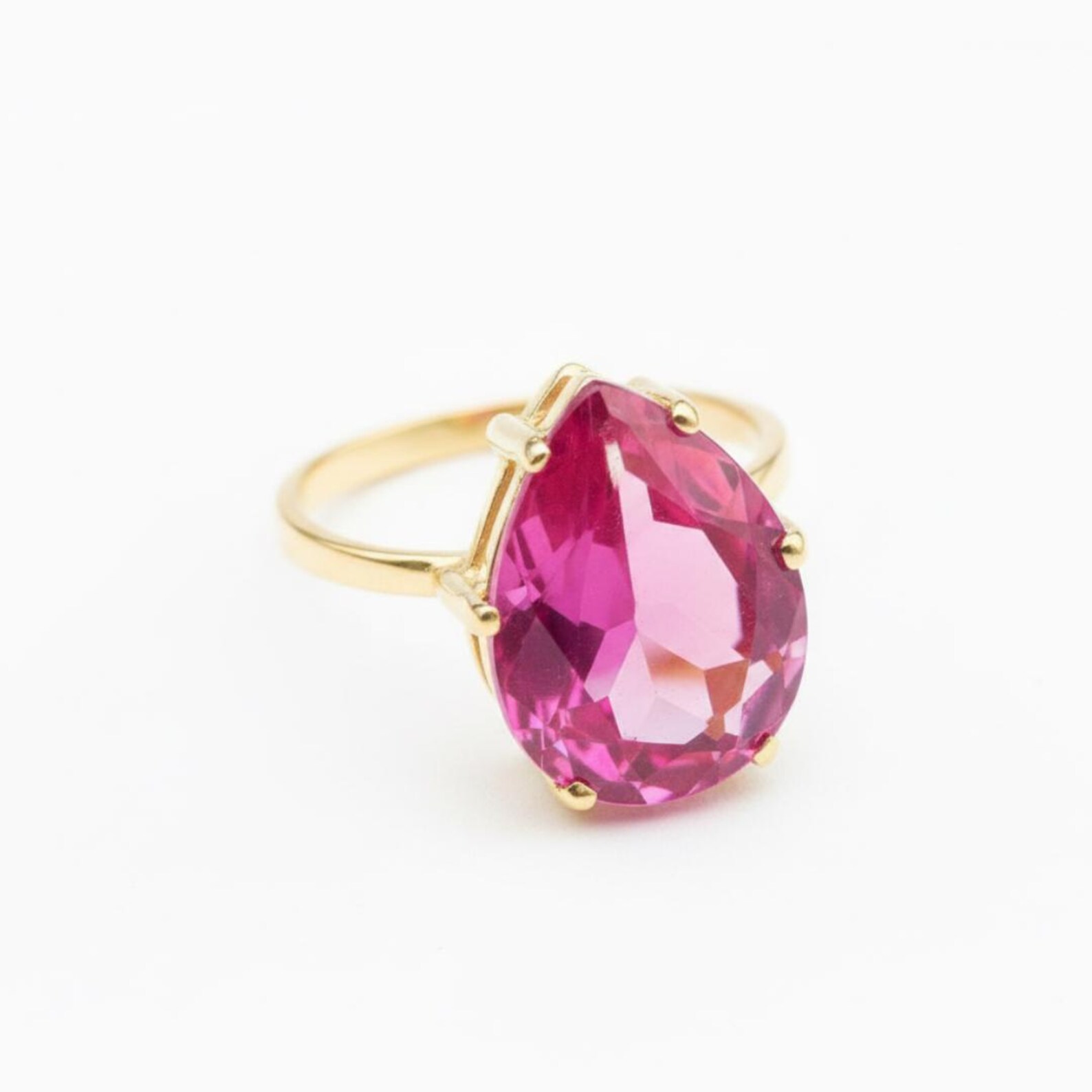 Gold Alexandrite Ring, Created Alexandrite, June Birthstone, Pink ...