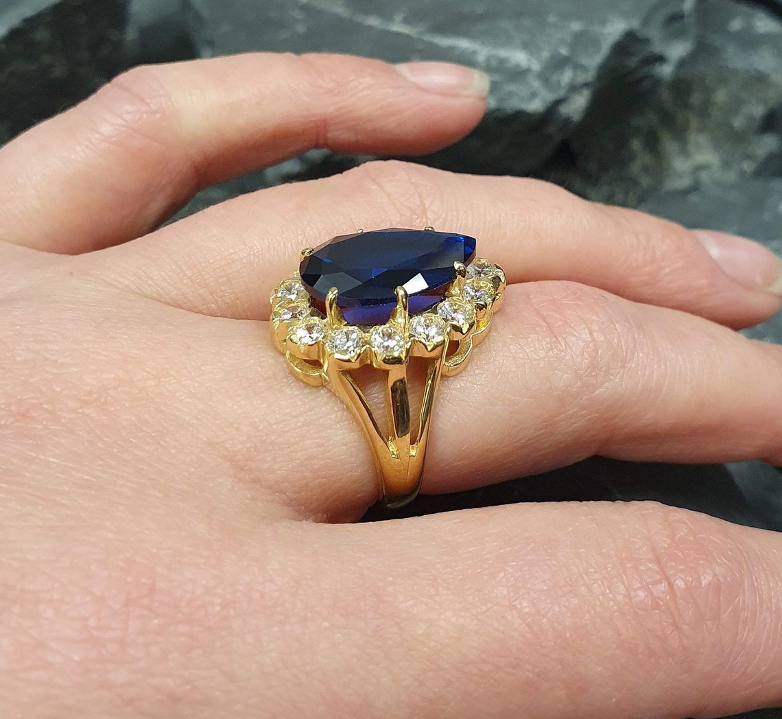 Gold Sapphire Ring Sapphire Ring Created Sapphire Ring Gold | Etsy