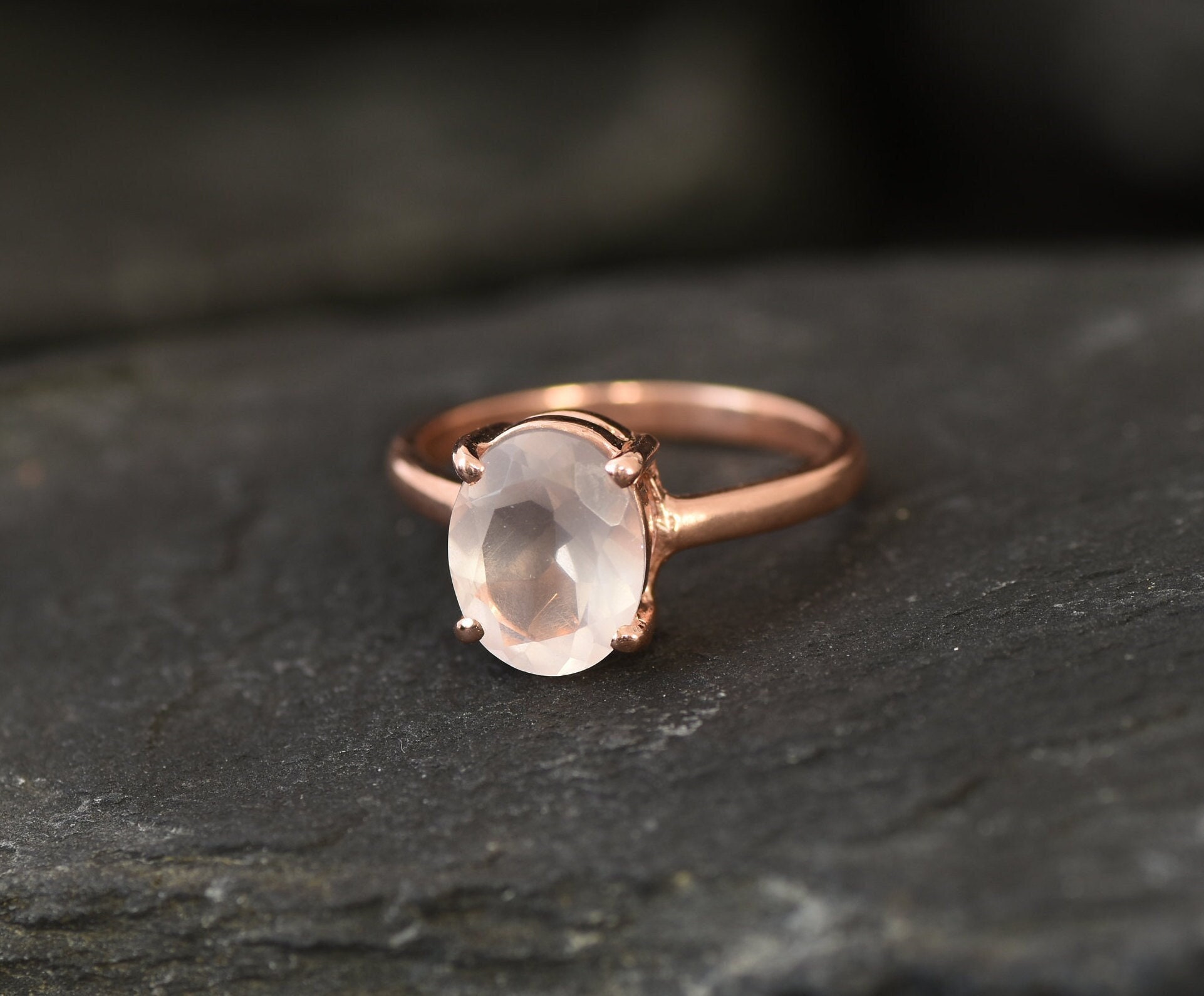 Rose Quartz Ring, Rose Gold Ring, Natural Rose Quartz, 3 Carat Ring ...