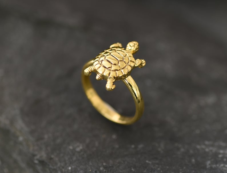 Gold Turtle Ring Cute Animal Ring Original Gold Ring - Etsy