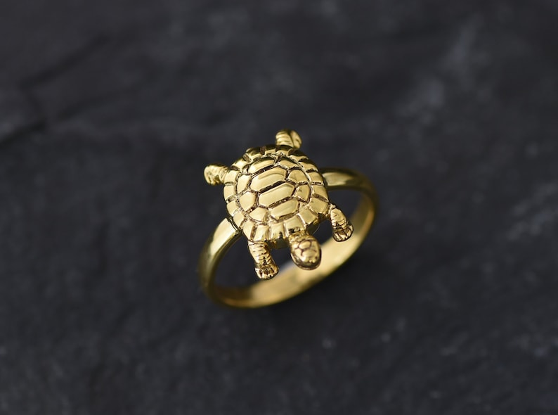 Gold Turtle Ring Cute Animal Ring Original Gold Ring - Etsy