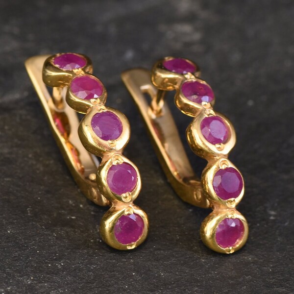 Gold Ruby Earrings - Etsy