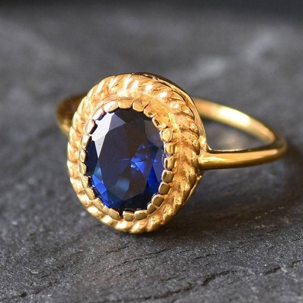 Gold Sapphire Ring - Etsy