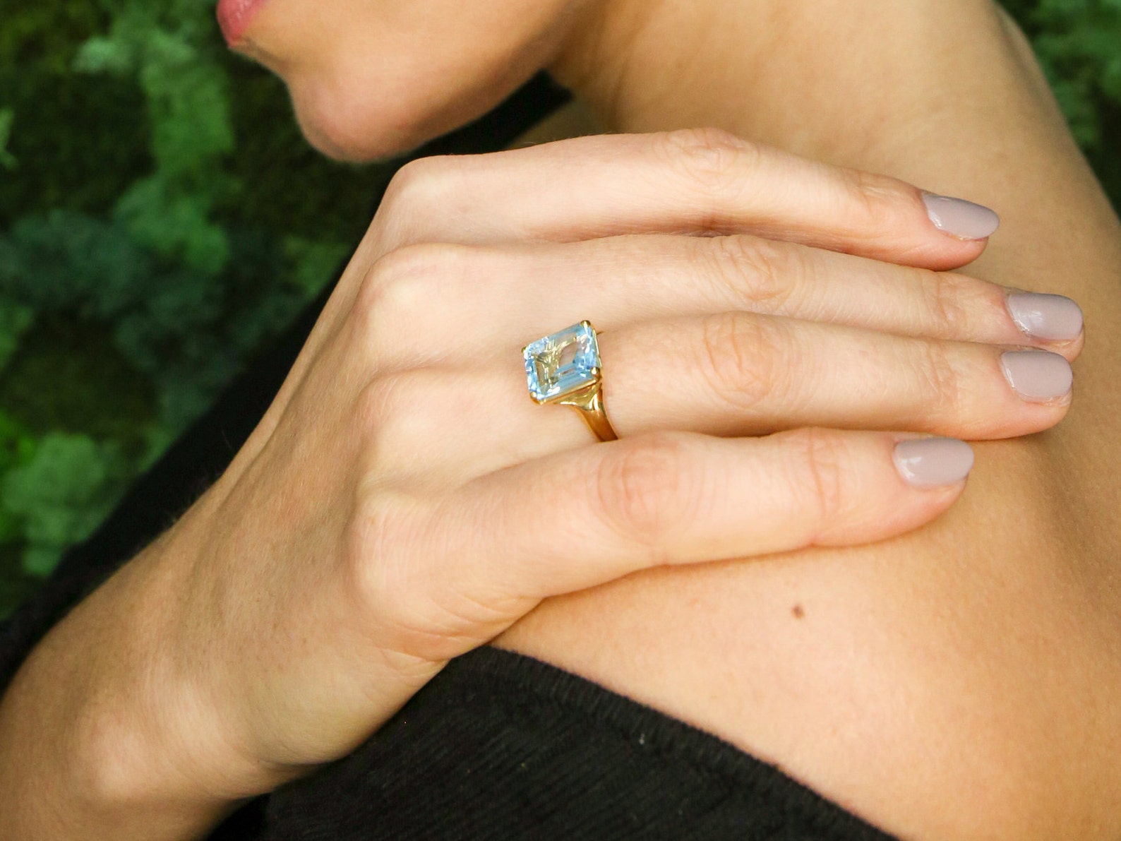 Gold Blue Topaz Ring Square Ring Natural Blue Topaz Vintage - Etsy
