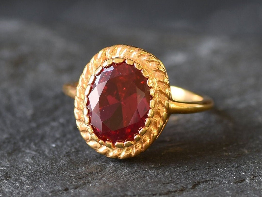 Gold Ruby Ring Gold Victorian Ring Created Ruby Gold - Etsy