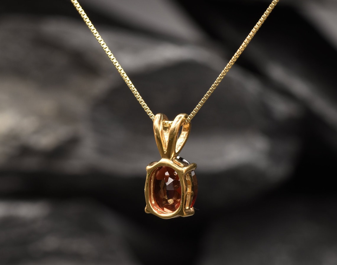 Gold Garnet Pendant Natural Garnet January Birthstone Gold | Etsy