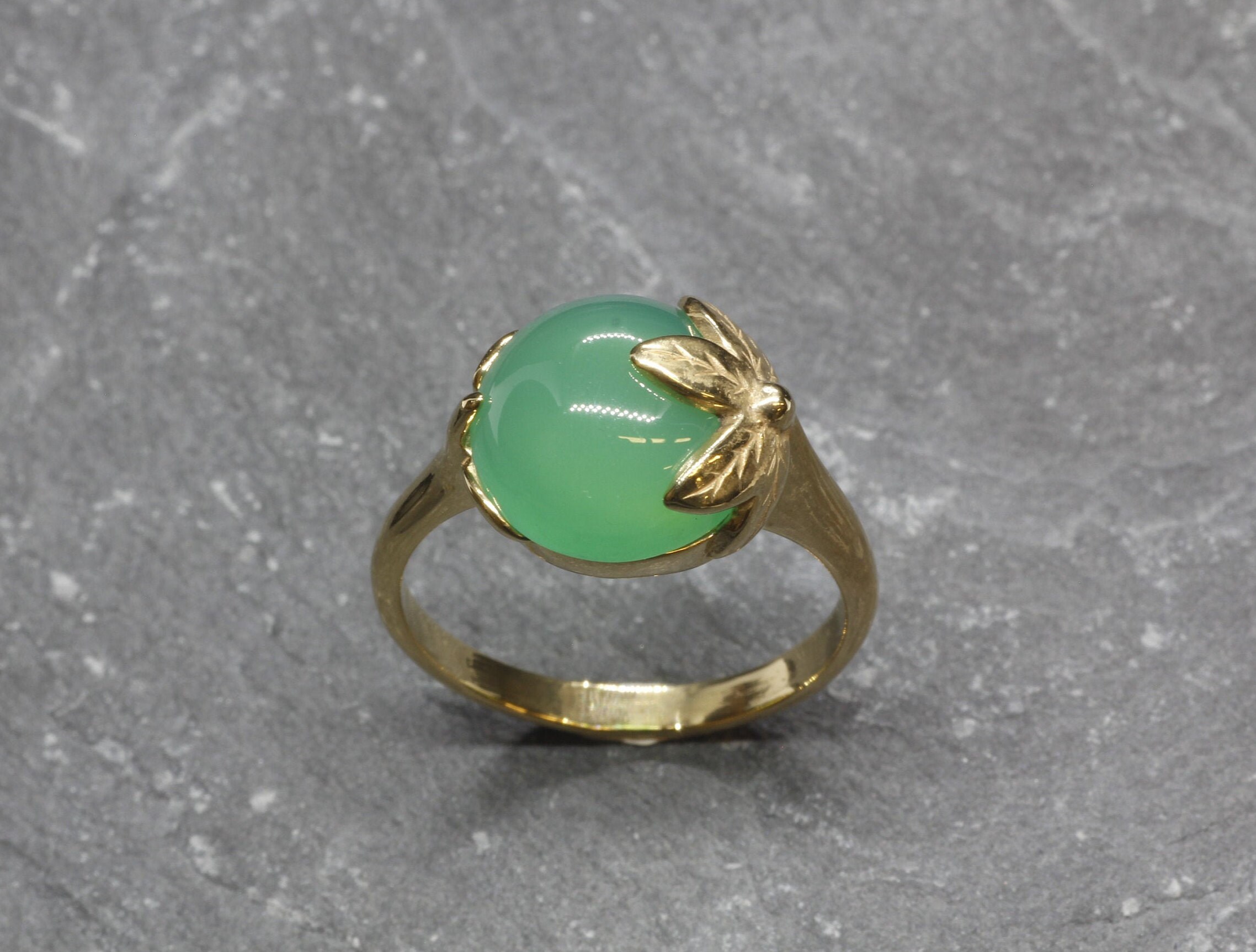 Gold Emerald Ring Created Emerald Green Flower Ring Gold | Etsy