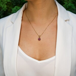 Gold Ruby Pendant, Natural Ruby, Red Flower Pendant, Daisy Pendant ...