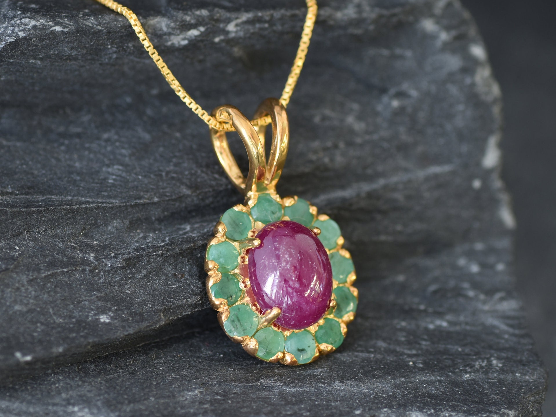 Gold Ruby Pendant Natural Ruby Natural Emerald Victorian | Etsy