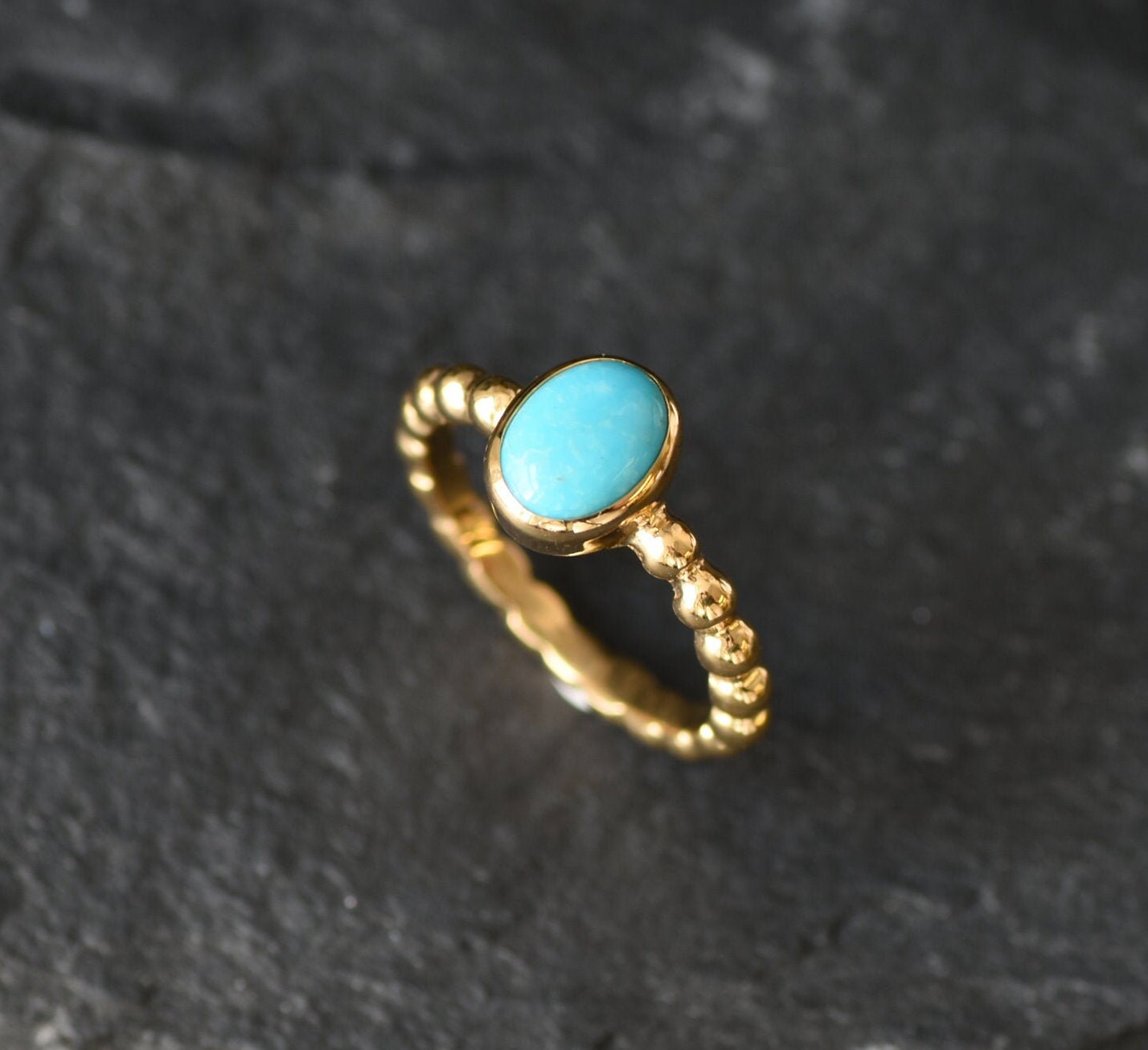 Gold Turquoise Ring Natural Turquoise Dainty Blue Ring | Etsy