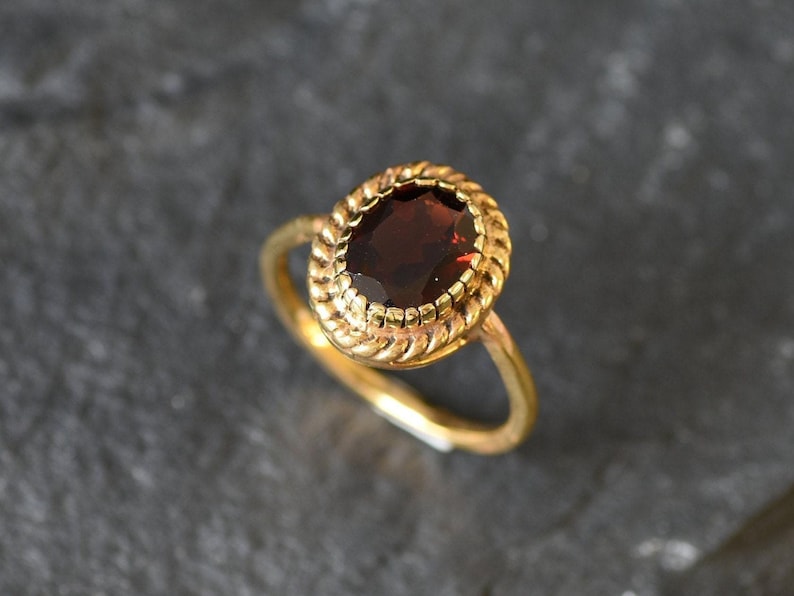 Gold Garnet Ring, Natural Garnet, January Birthstone, January Ring ...