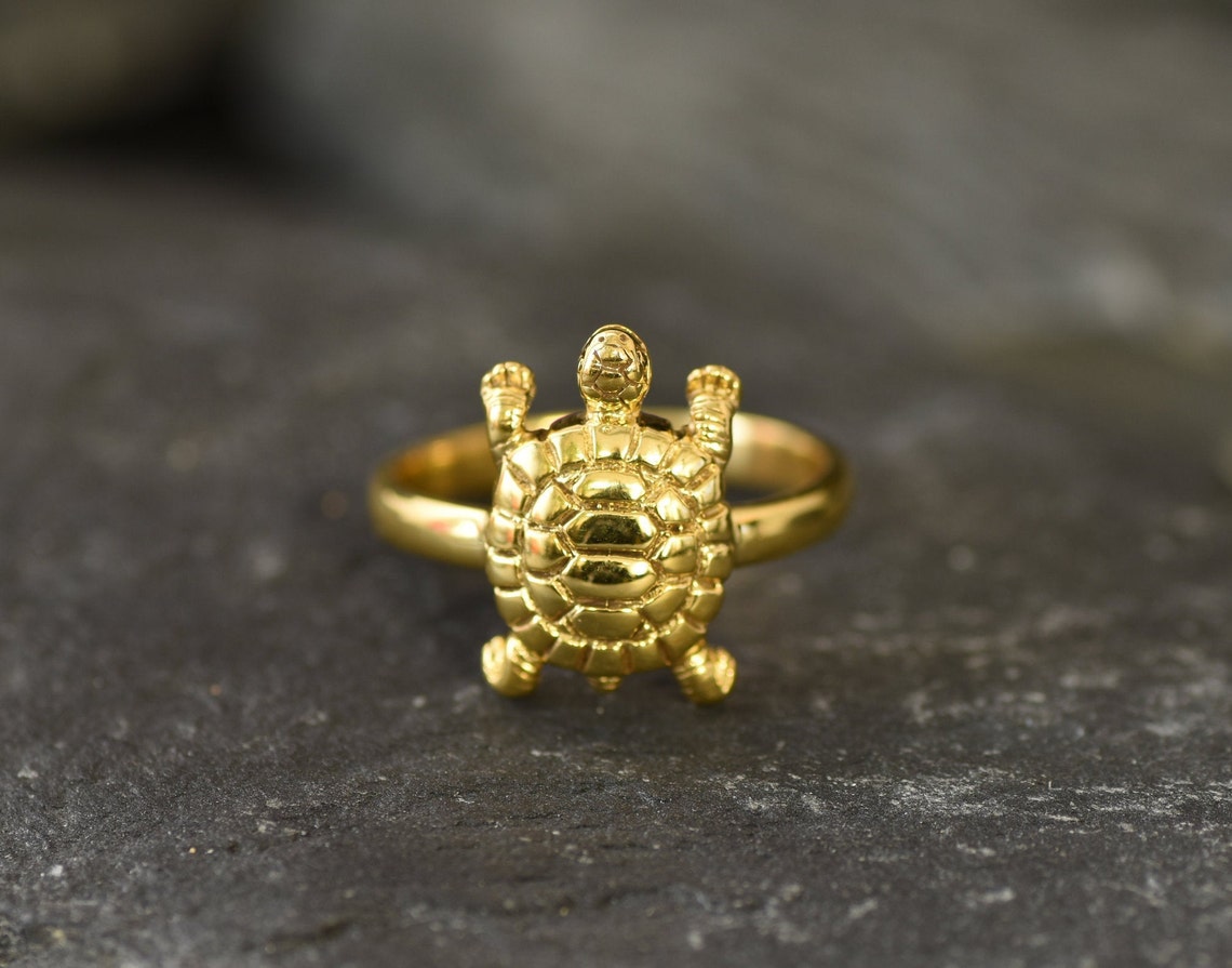 Gold Turtle Ring Cute Animal Ring Original Gold Ring | Etsy
