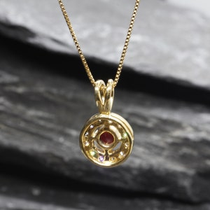 Gold Ruby Pendant, Natural Ruby, Round Dainty Pendant, July Birthstone ...