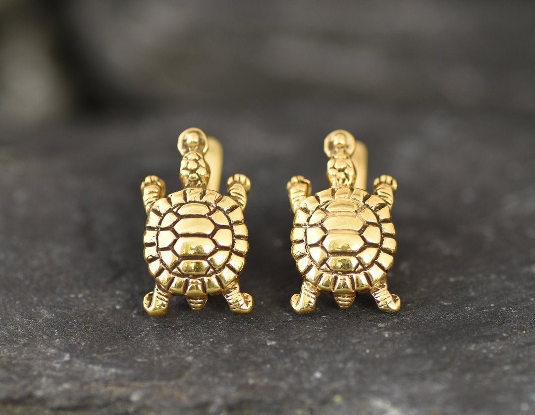 Gold Turtle Earrings, Tortoise Earrings, Gold Turtle Studs, Animal ...