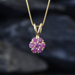 Gold Ruby Pendant Natural Ruby Red Flower Pendant Daisy | Etsy