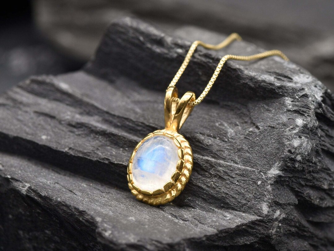 Gold Moonstone Pendant, Victorian Pendant, Natural Moonstone, Rainbow ...