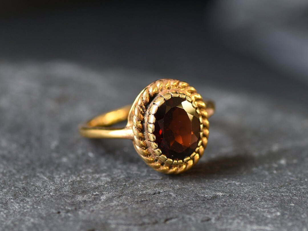 Gold Garnet Ring, Natural Garnet, January Birthstone, January Ring ...