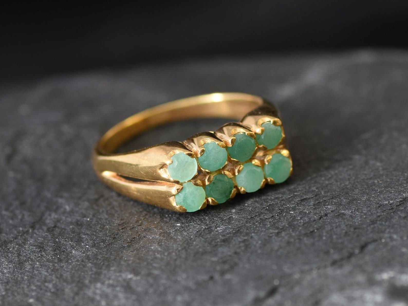 Gold Emerald Ring Natural Emerald Double Band May - Etsy UK