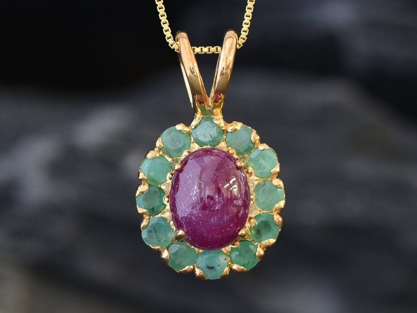 Gold Ruby Pendant, Natural Ruby, Natural Emerald, Victorian Pendant ...
