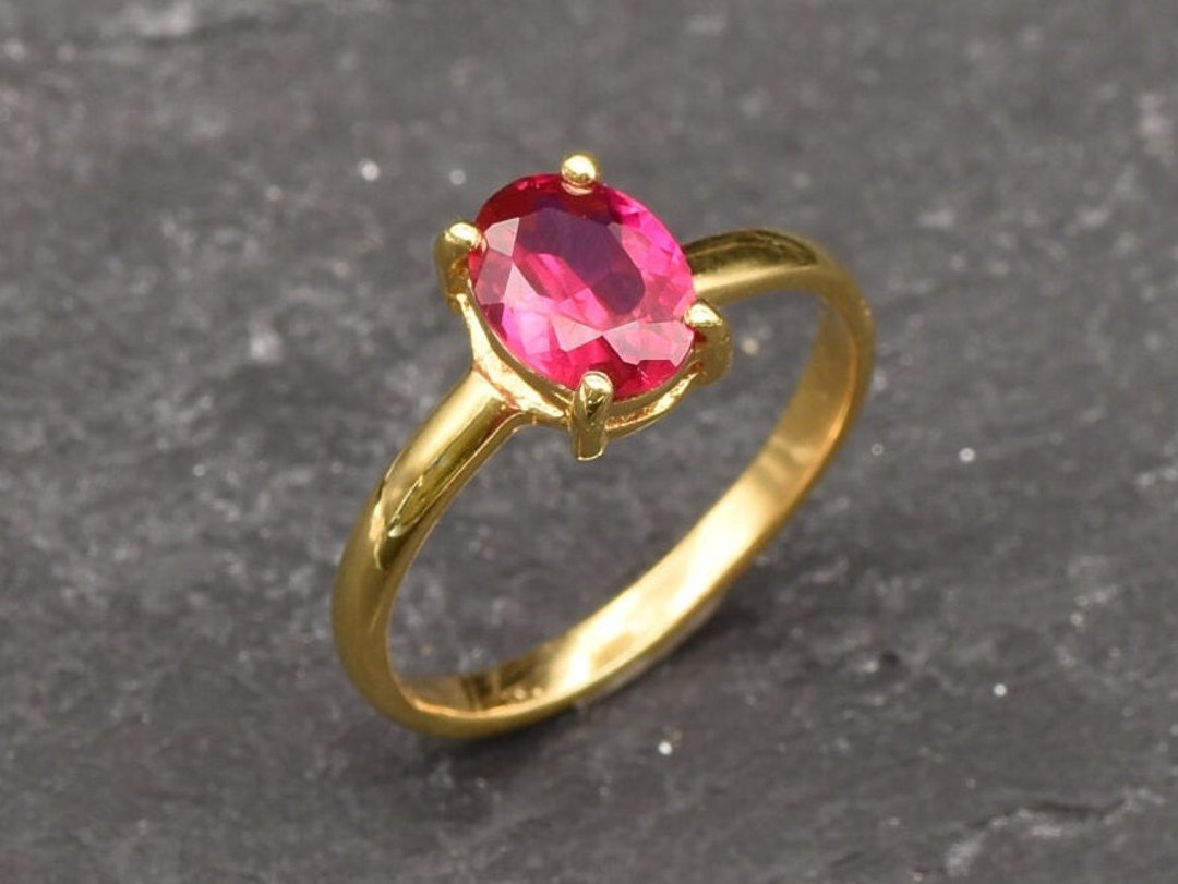 Pink Ruby Ring, Created Pink Ruby, Gold Ruby Ring, Oval Ruby Ring, Red ...