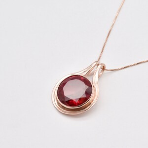 Ruby Statement Necklace, Rose Gold Ruby Necklace, Round Ruby Pendant ...