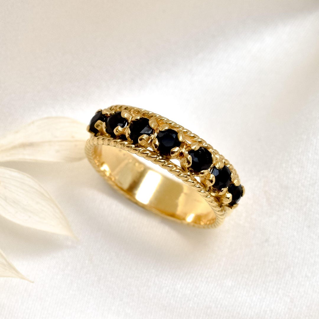 Wide Onyx Band, Natural Onyx, Gold Onyx Band, Black Eternity Ring, Onyx ...