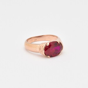 Gold Ruby Ring, Created Ruby, Rose Gold Ring, Red Tribal Ring, Vintage Boho Ring, Red Diamond ...