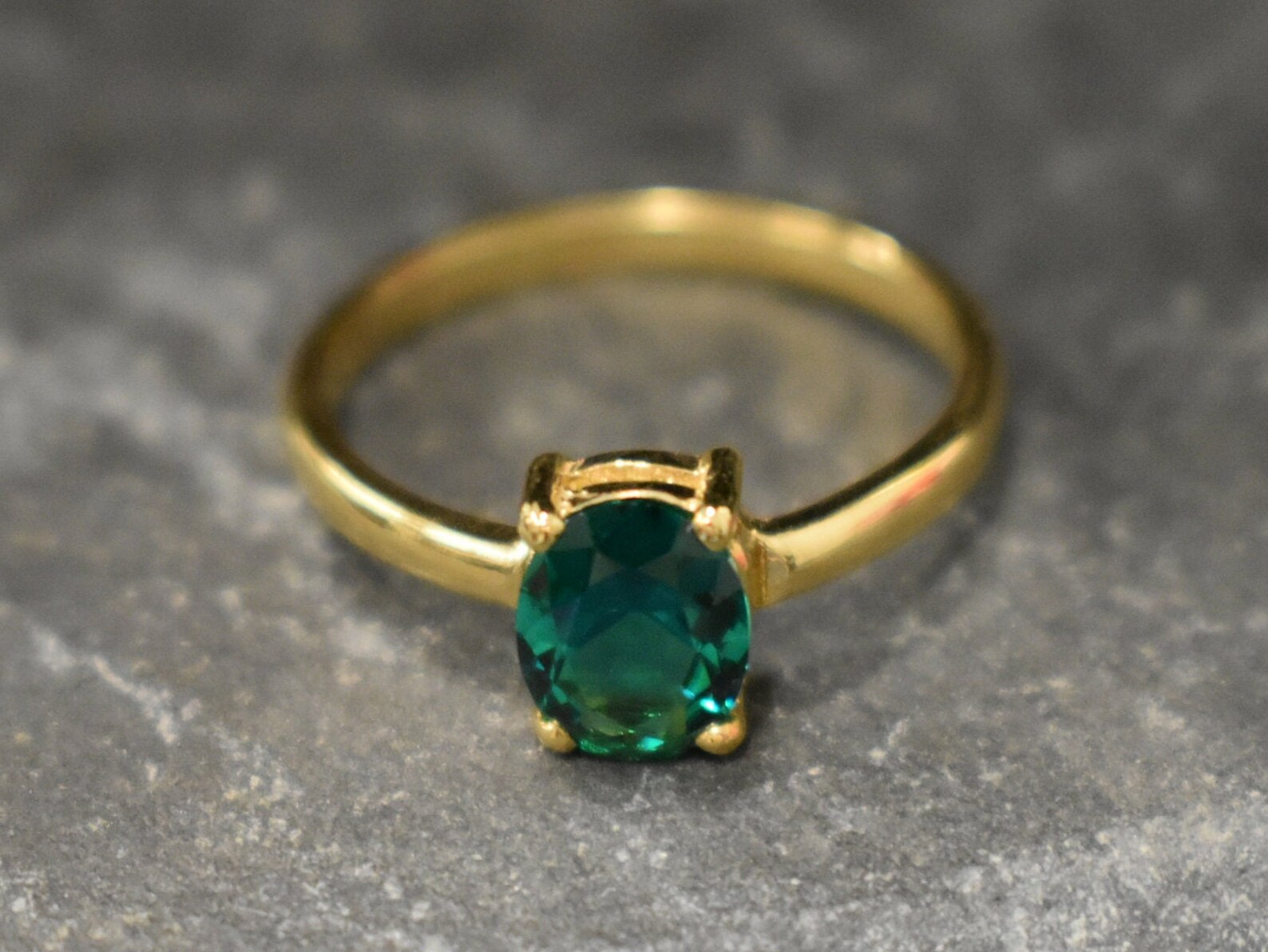 Gold Emerald Ring Emerald Ring Created Emerald Green - Etsy UK