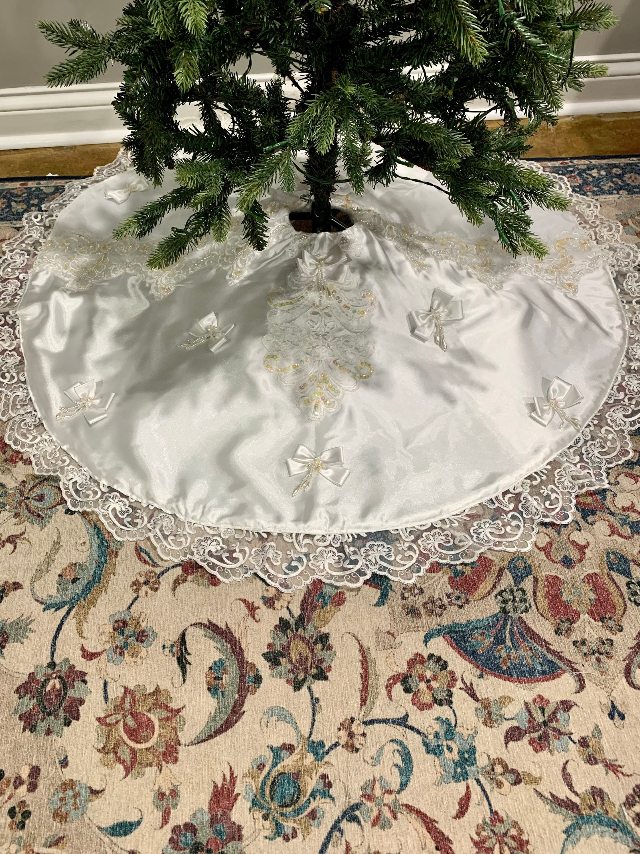 Wedding Dress Christmas Tree Skirt, Custom Tree Skirt , Heirloom ...