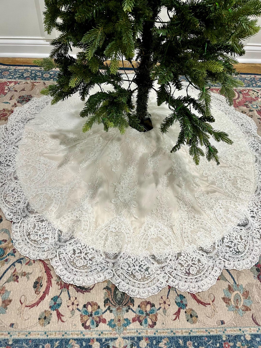 Wedding Dress Christmas Tree Skirt, Custom Tree Skirt , Heirloom ...