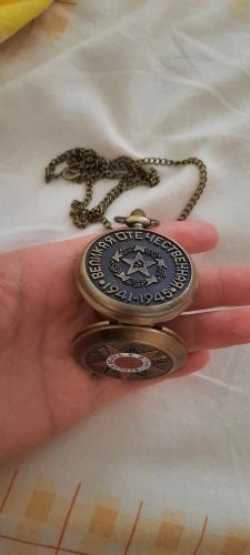 Vintage Soviet Pocket Watch Communist USSR Clock Necklace Chain Soviet ...