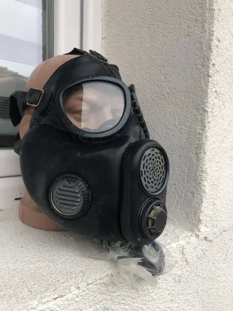 Vintage Bulgarian Professional Gas Mask Set + 2 Filters + Flaps + Bag ...