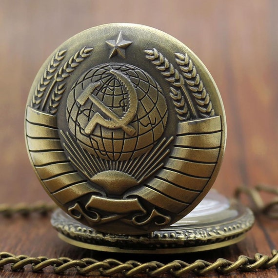 Vintage USSR Pocket Watch Communist USSR Clock Neckla… - Gem