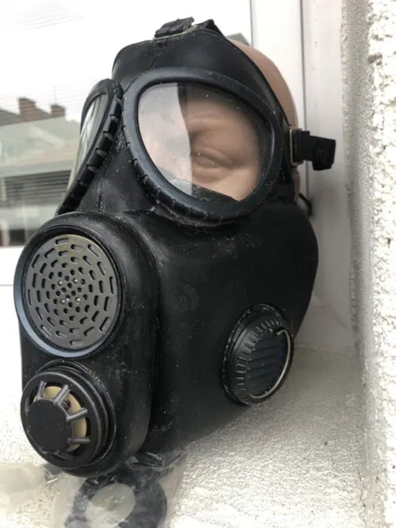 Vintage Bulgarian Professional Gas Mask Set + 2 Filters + Flaps + Bag ...