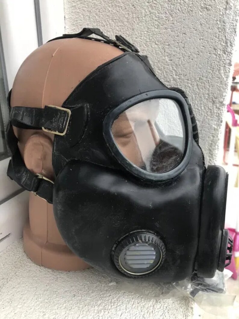 Vintage Bulgarian Professional Gas Mask Set + 2 Filters + Flaps + Bag ...