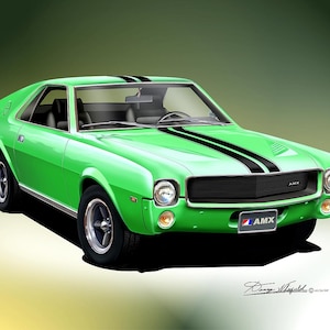 1969 AMC AMX Art Print: Vintage Car Poster, Automotive Wall Art Comes ...