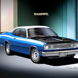 1972 Plymouth Duster Art Print: Vintage Car Poster by Danny Whitfield ...