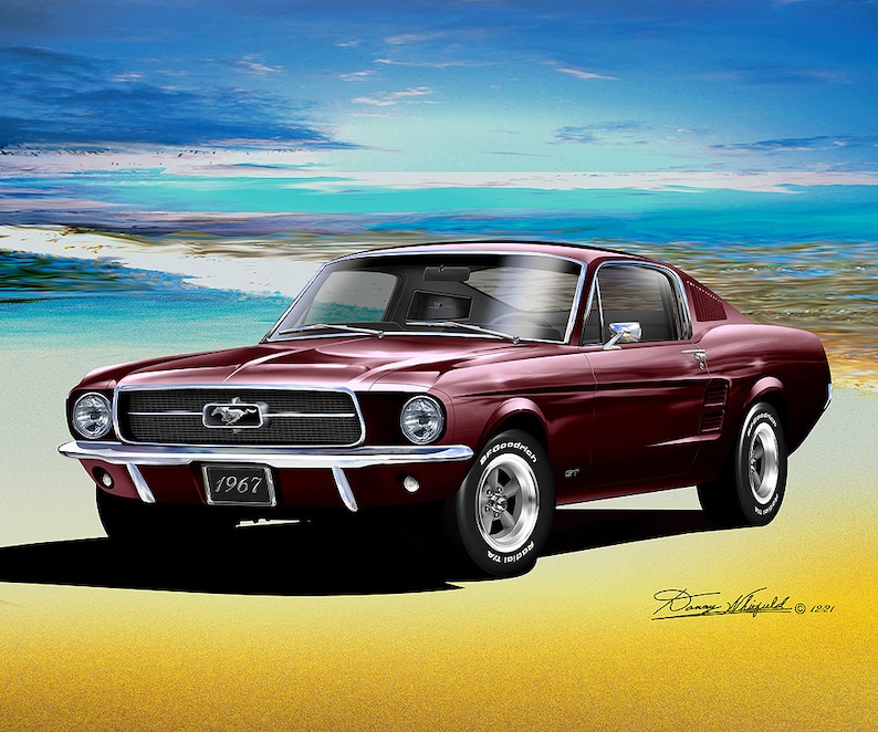 1967 Mustang Art Print: Automotive Illustration, Car Poster - Etsy