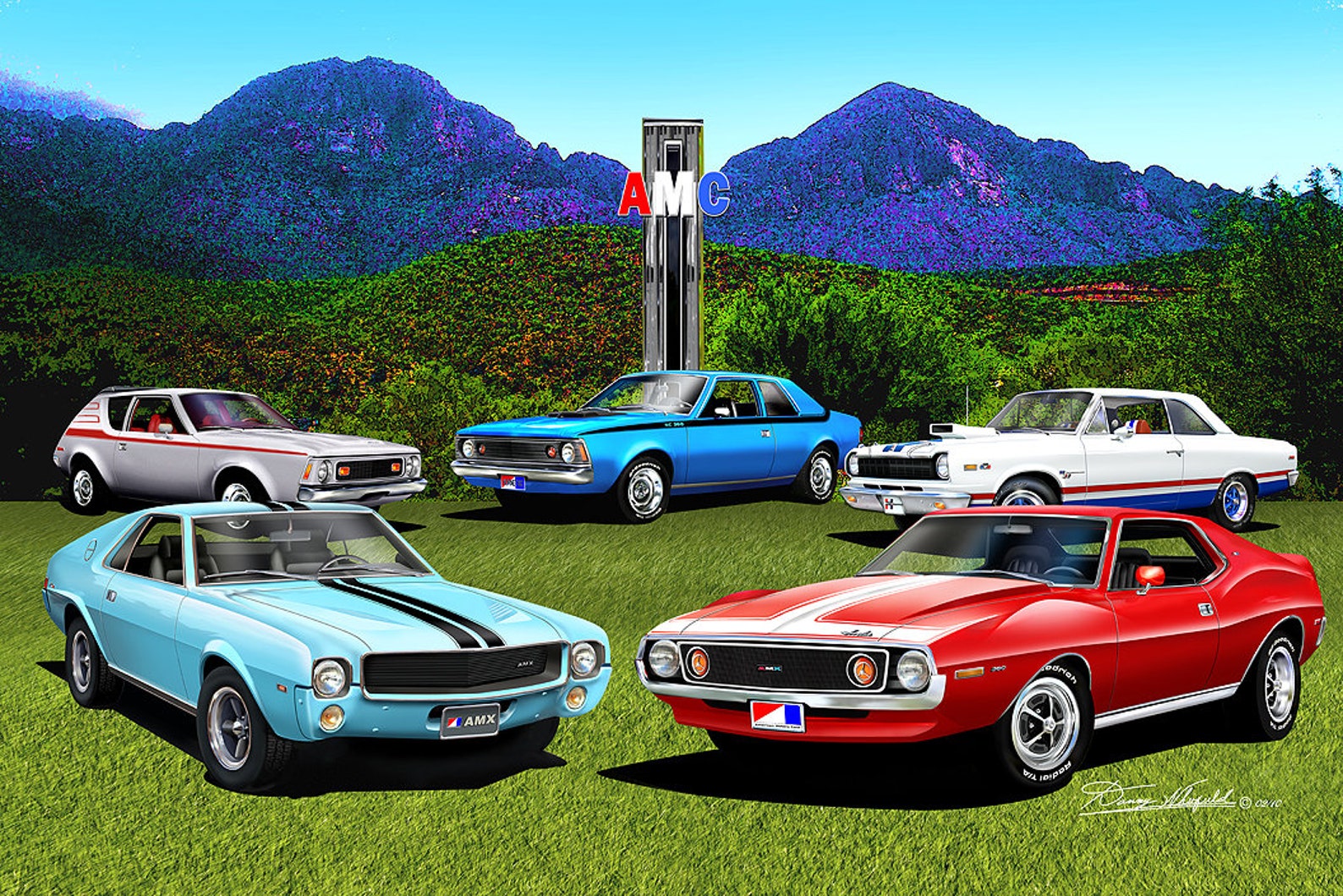 Johnny Lightning Javelin & SC Rambler Art Print: Vintage Car Poster ...