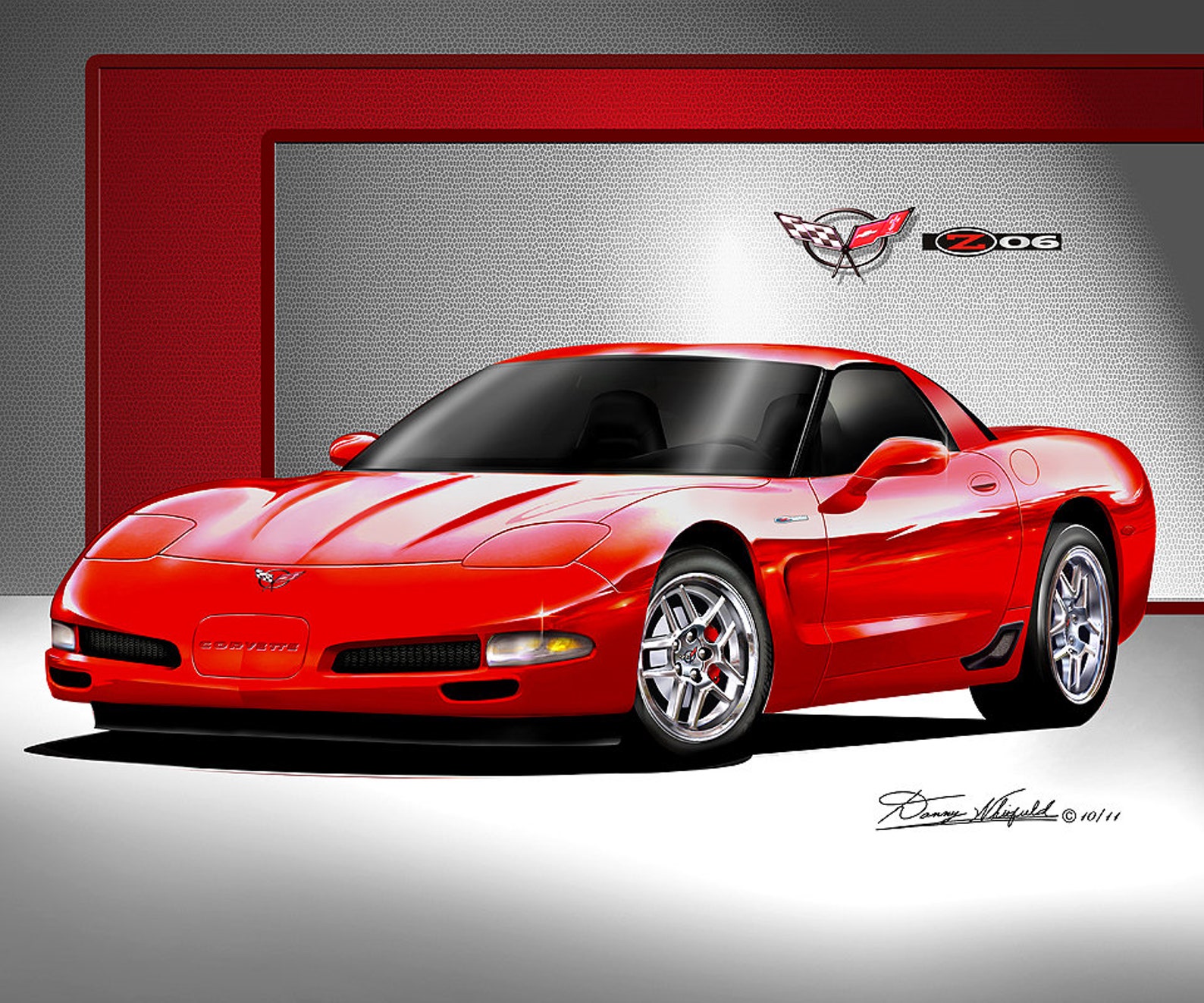 C5 Corvette ZO6 Art Print: 2002-2004 Car Poster, Danny Whitfield ...