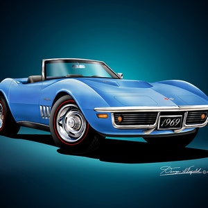 1969 Corvette C3 Art Print: Vintage Car Poster Comes in 5 to 10 Colors ...