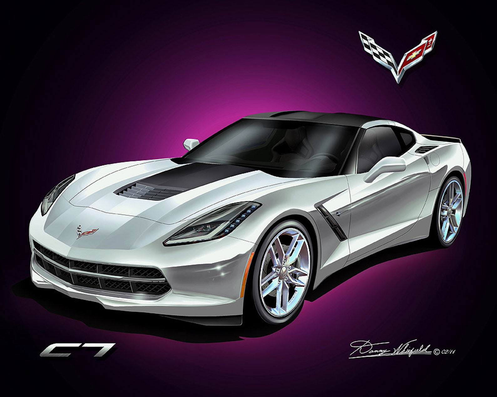 Chevrolet Corvette Art Prints by Danny Whitfield 2014-2019 C7 Chevrolet ...