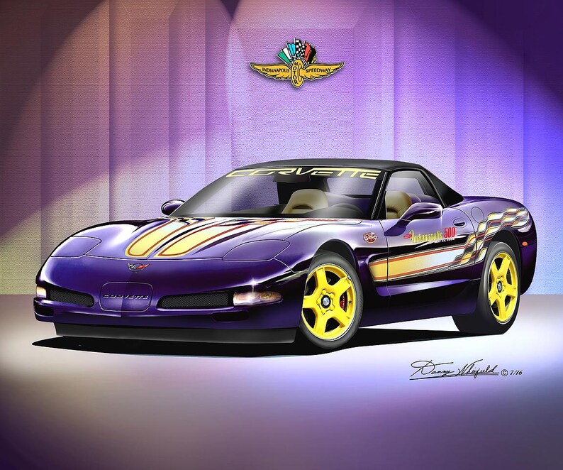 1998 C5 Corvette Indy Pace Art Print by Danny Whitfield | Car ...