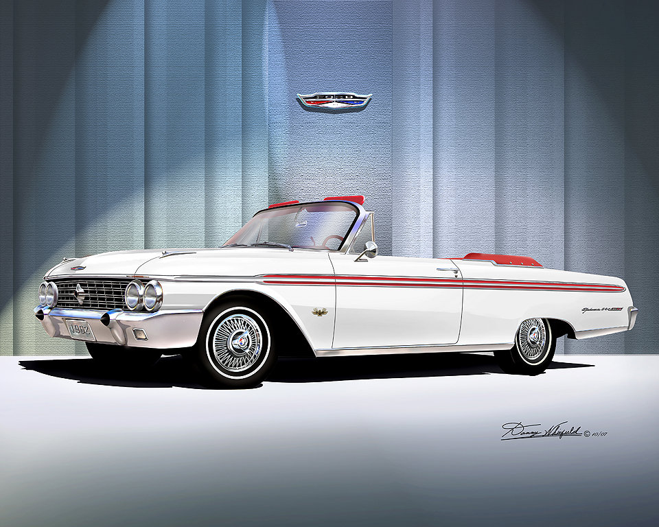 1962 Galaxie 500 XL Convertible Art Print: Wire Wheels, Car Posters for Men Comes in 5 to 10 ...